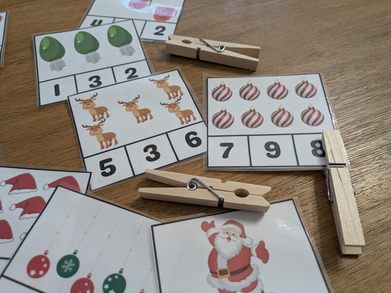 Christmas Math Clip Cards, Kindergarten Clip Cards, Number Recognition ...