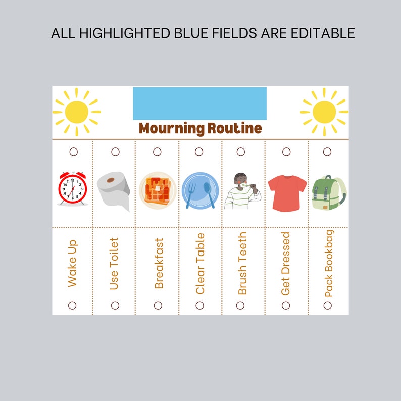 EDITABLE Morning and Evening Routine Chart, Visual Schedule ...