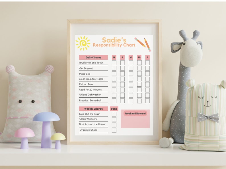 Editable Kids Chore Chart: Weekly Goal Planning (PDF Printable) - Etsy