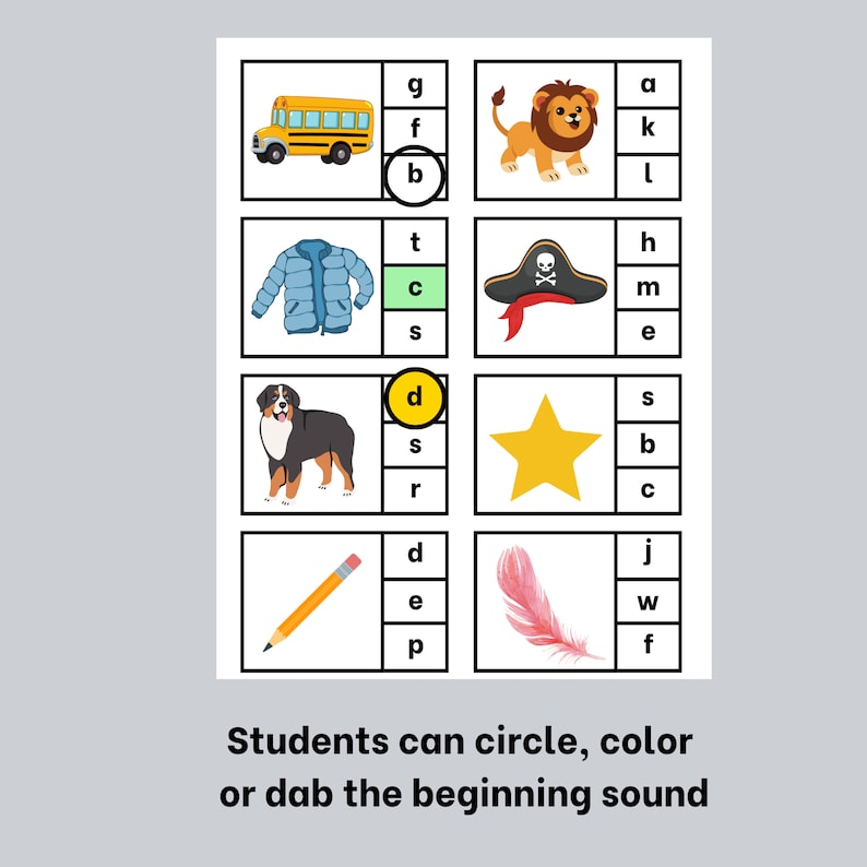 Beginning Sound Activity: Phonics Worksheet (digital Download) - Etsy
