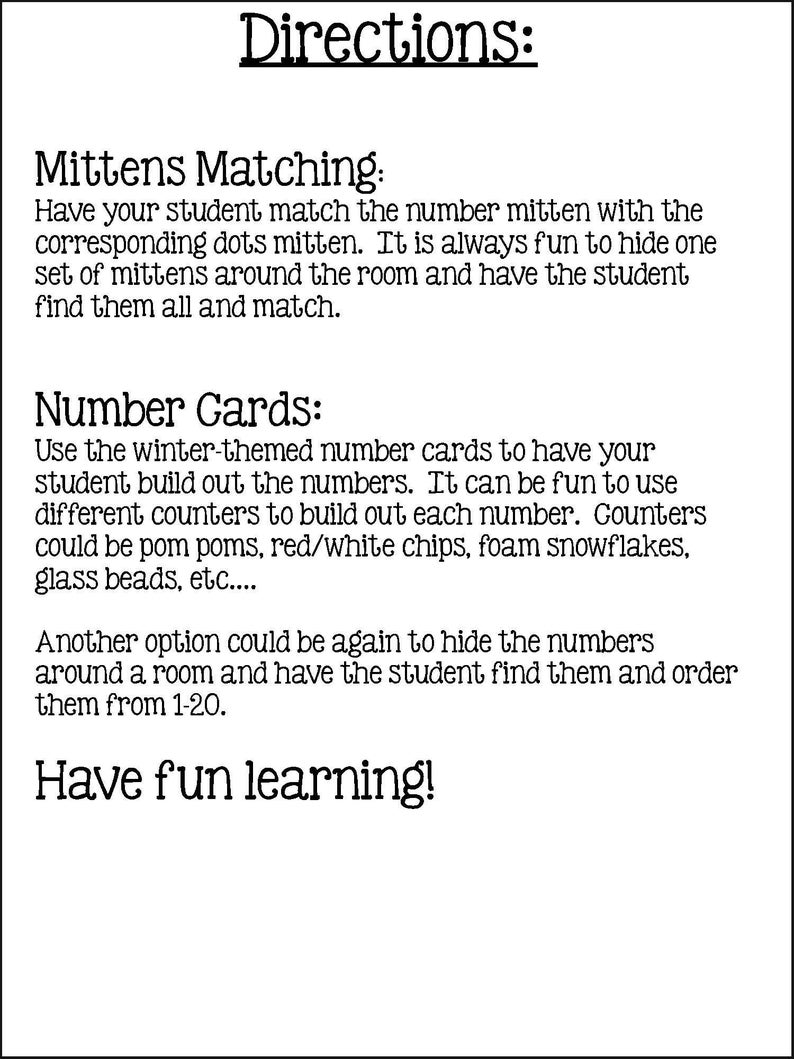 Number Matching Activity, Number Matching, Math Center Activity, Small ...