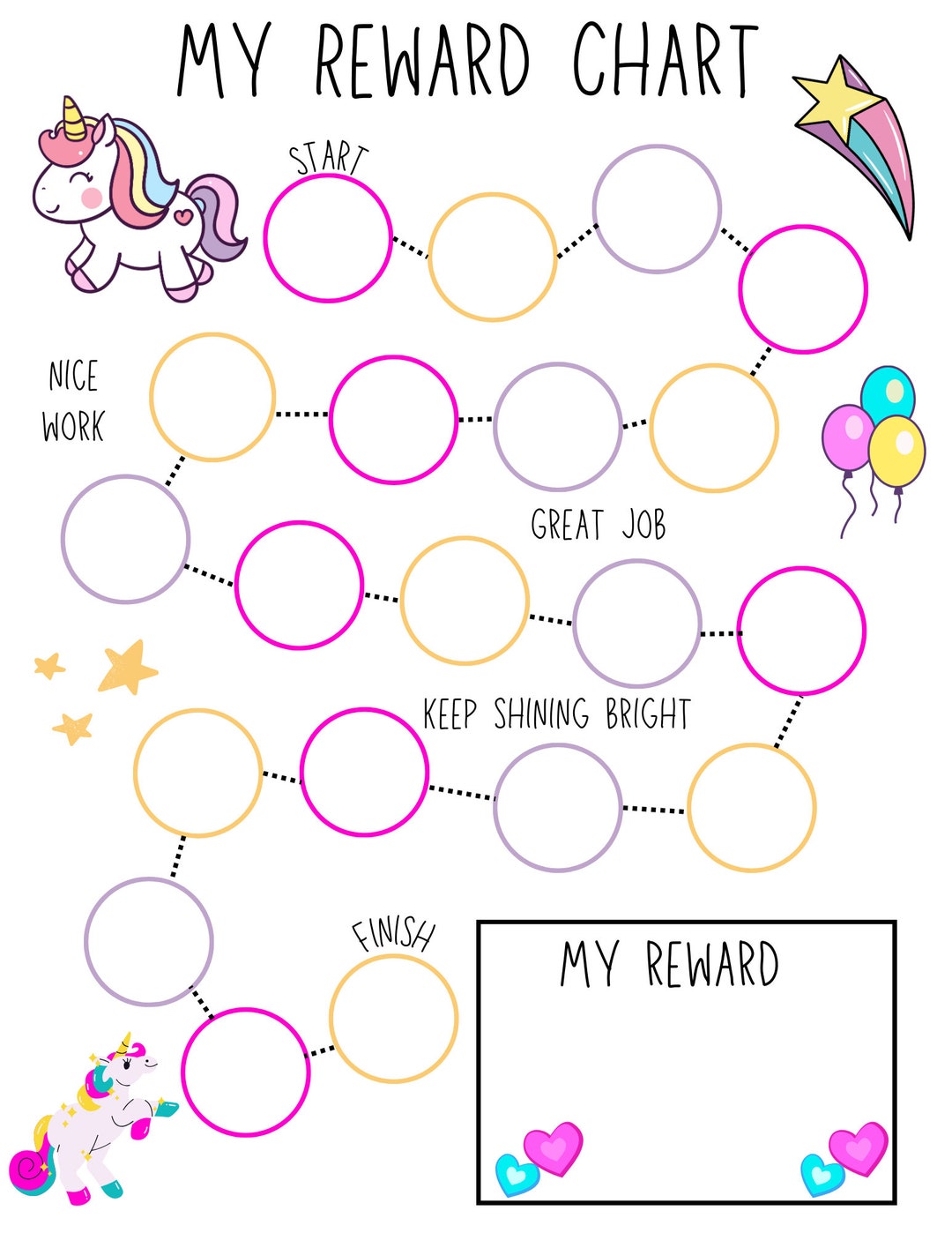 Unicorn Reward Chart, Reward Chart for Girls, Motivation Chart, Kids ...
