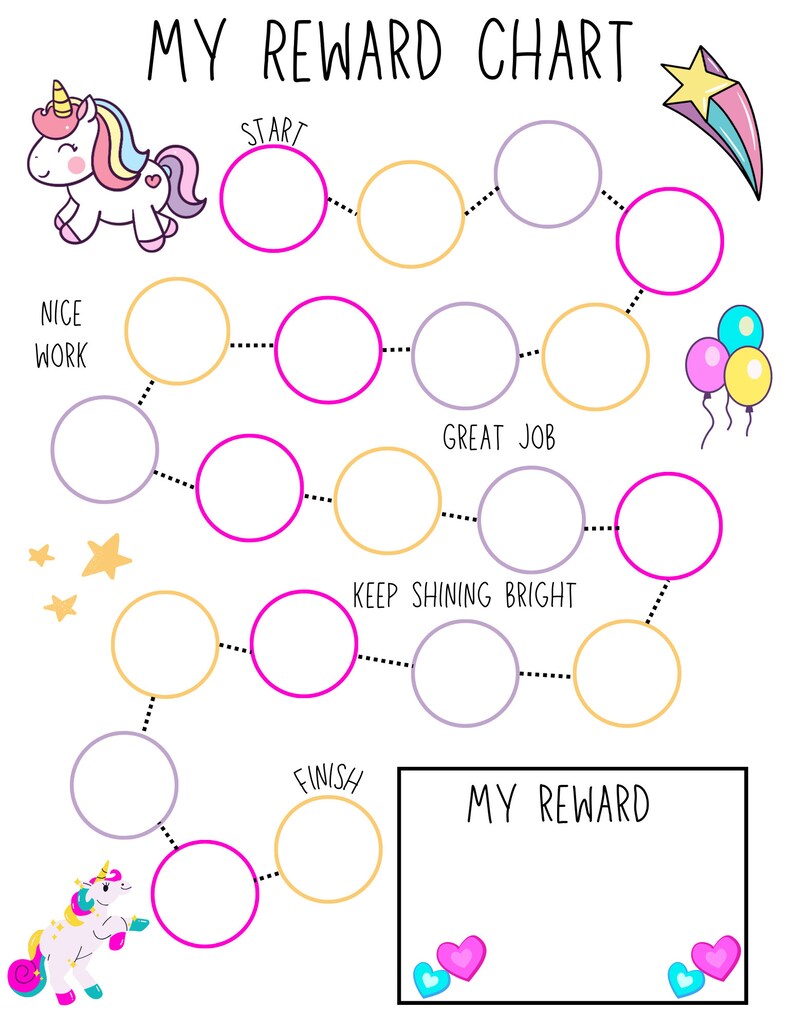 Unicorn Reward Chart, Reward Chart for Girls, Motivation Chart, Kids ...