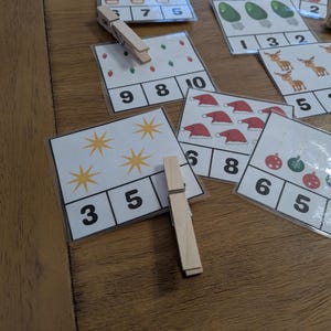 Christmas Math Clip Cards, Kindergarten Clip Cards, Number Recognition ...