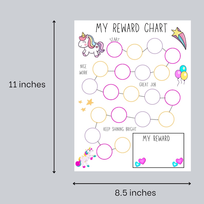 Unicorn Reward Chart, Reward Chart for Girls, Motivation Chart, Kids ...