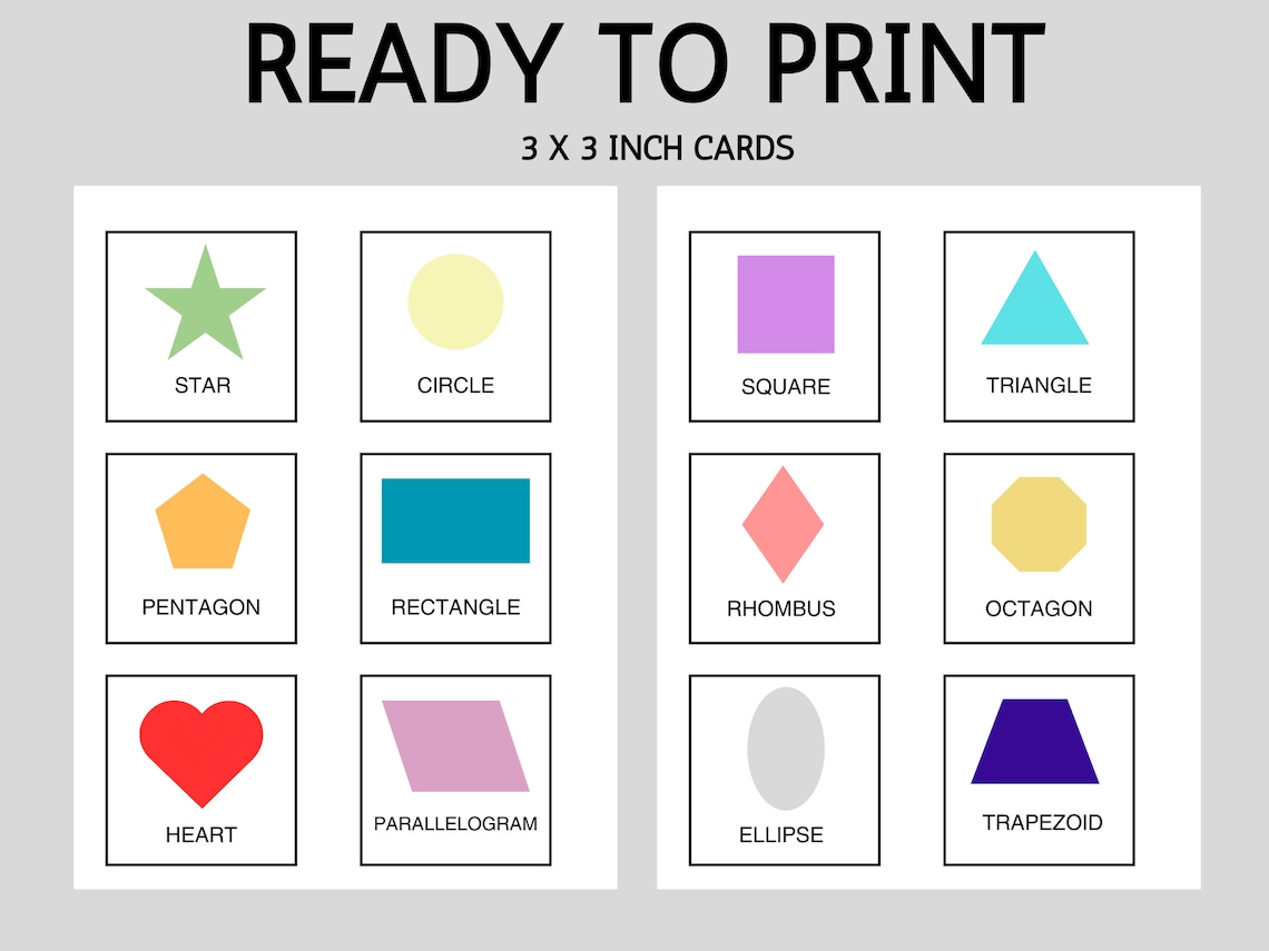 Shape Matching Cards: Elementary Geometry Activity (digital Download ...