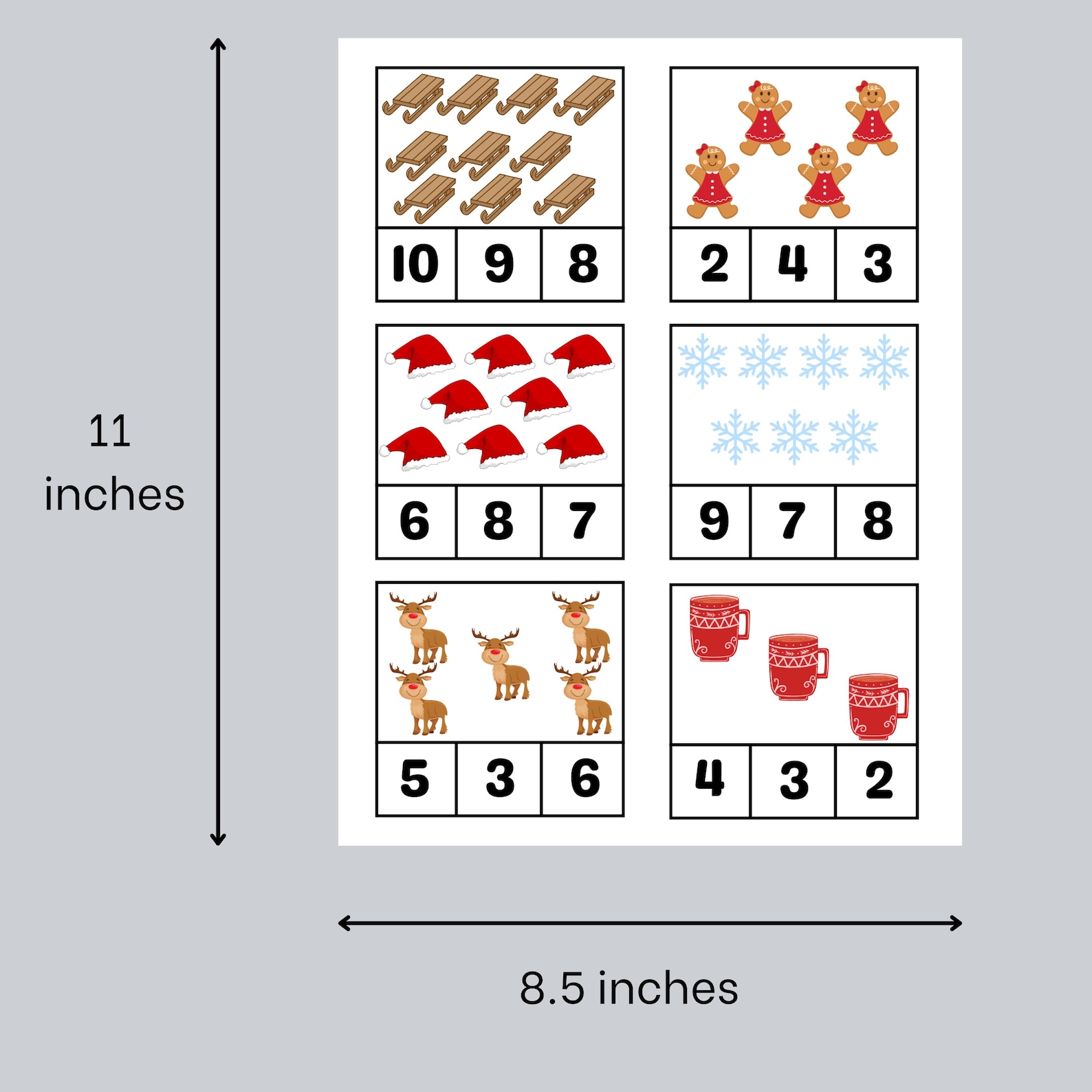 Christmas Math Clip Cards, Kindergarten Clip Cards, Number Recognition ...