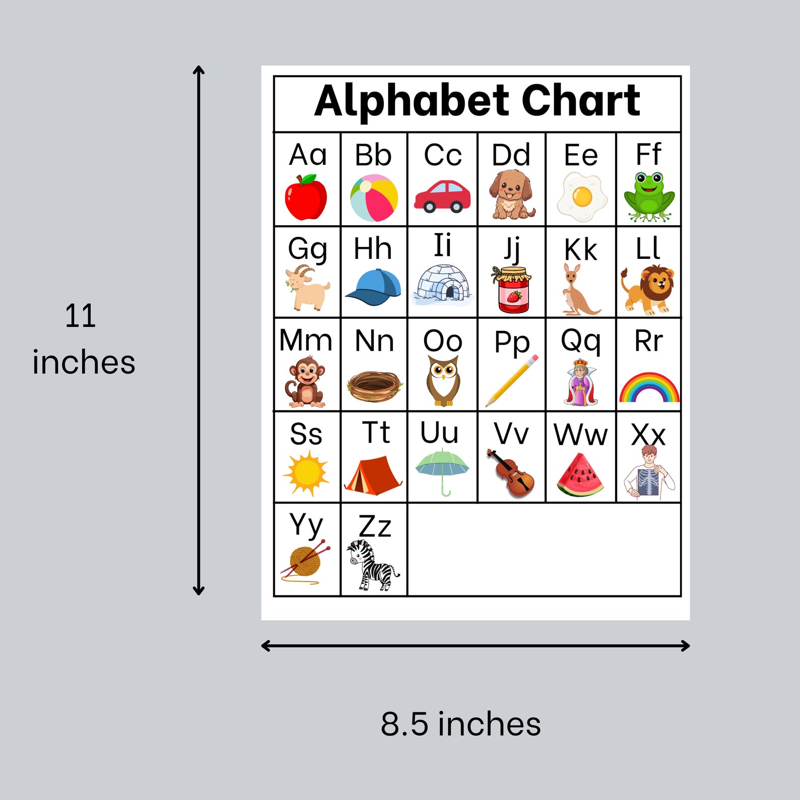 Alphabet Chart: Phonics, Letter Sounds (digital Download) - Etsy