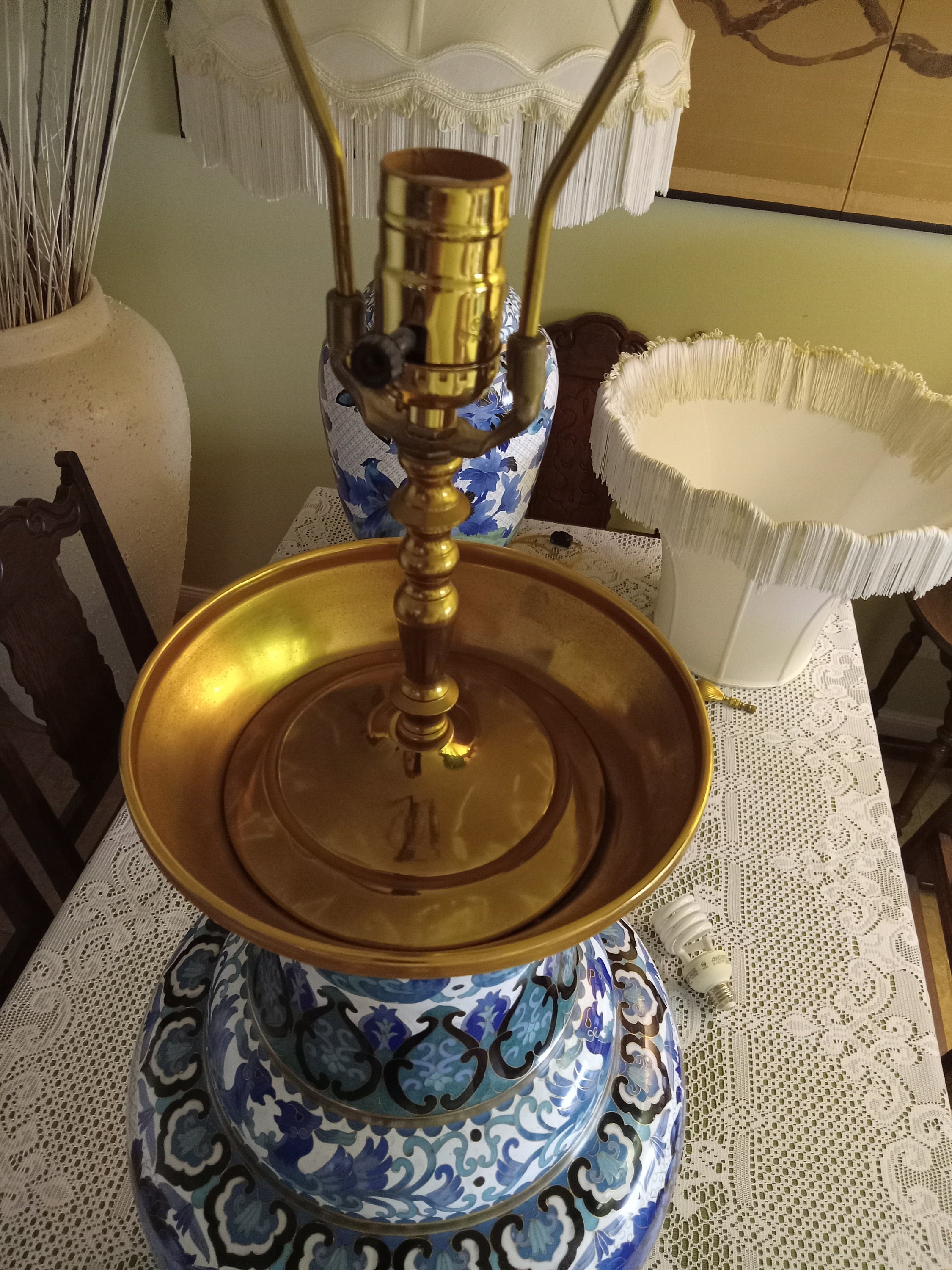 Extravagant Original Designer by "regina" Cloisonne Lamps With Original ...