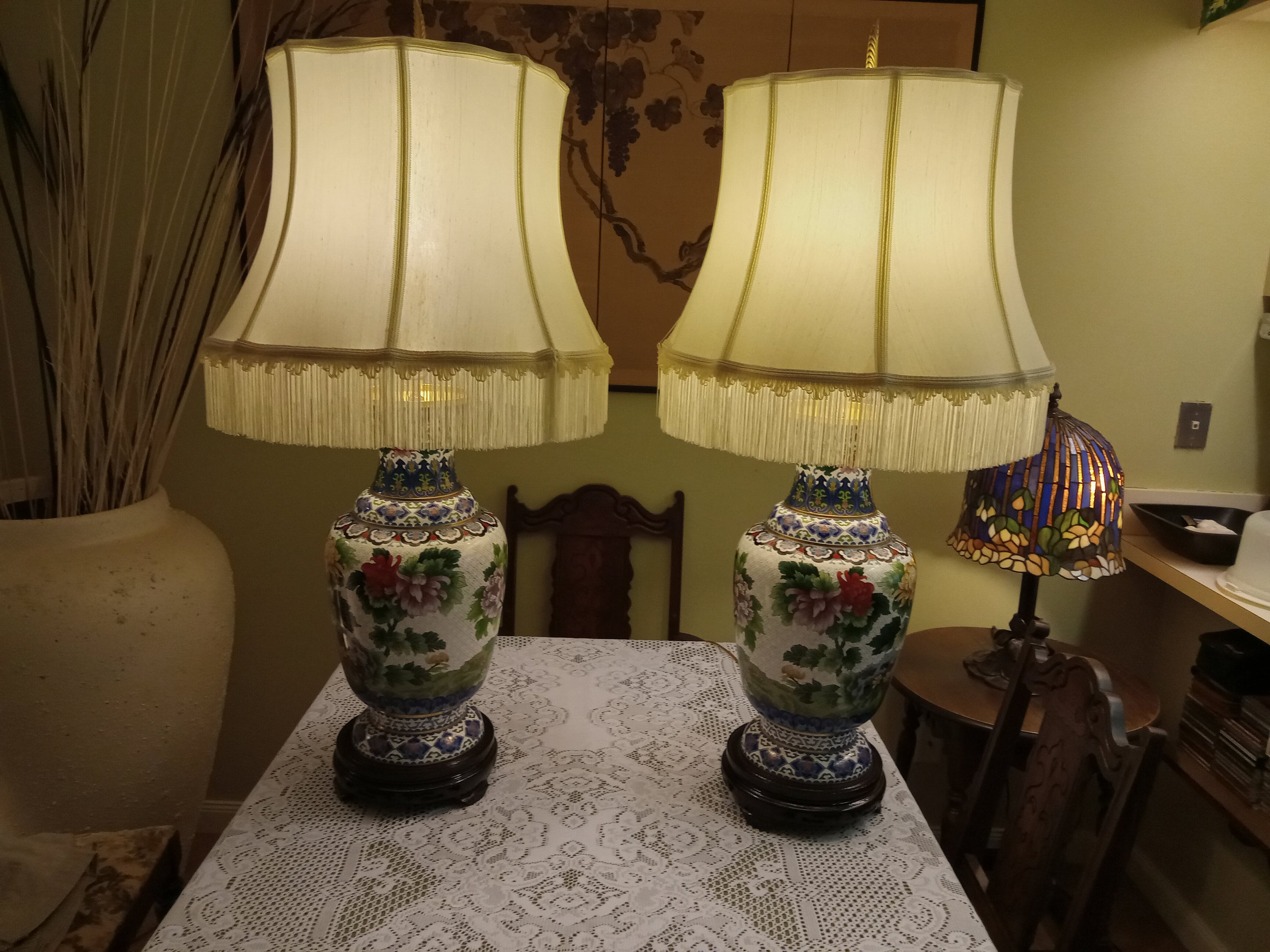 Cloisonné Chinese Lamps Original Design by "regina "with Original 100% ...