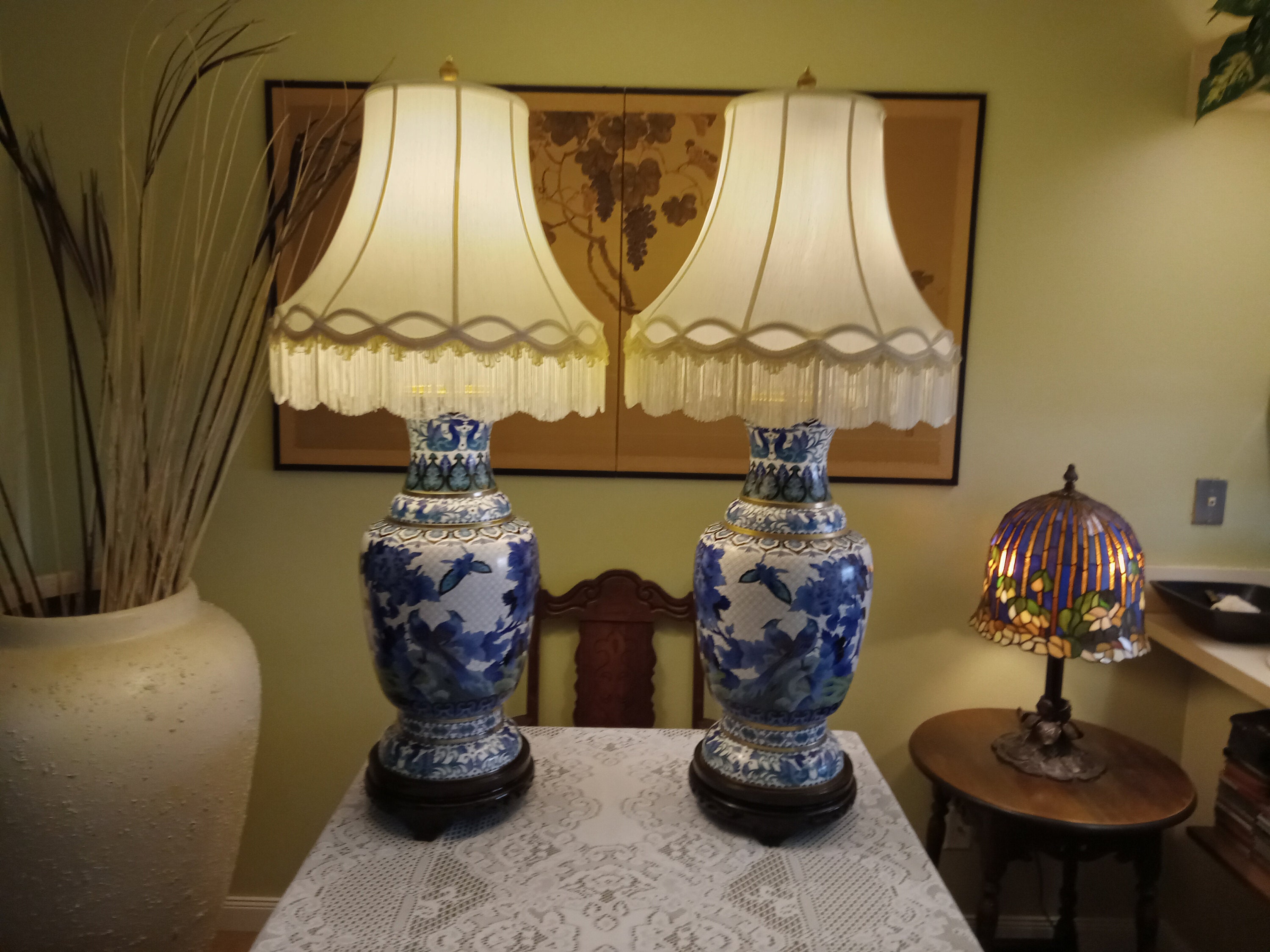Extravagant Original Designer by "regina" Cloisonne Lamps With Original ...