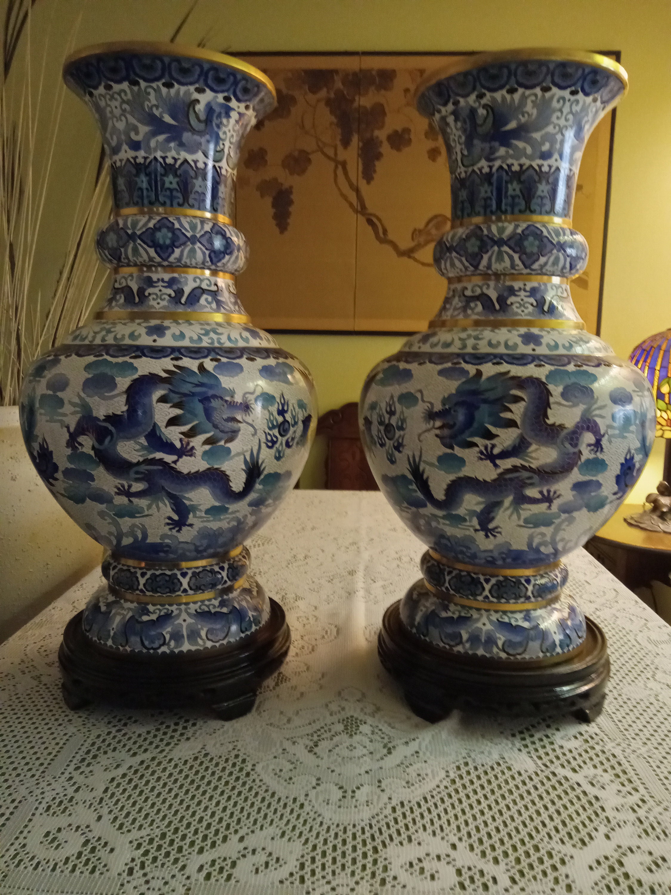 Chinese Cloisonne Vases - Exquisite Pair Fashioned After the Ming ...