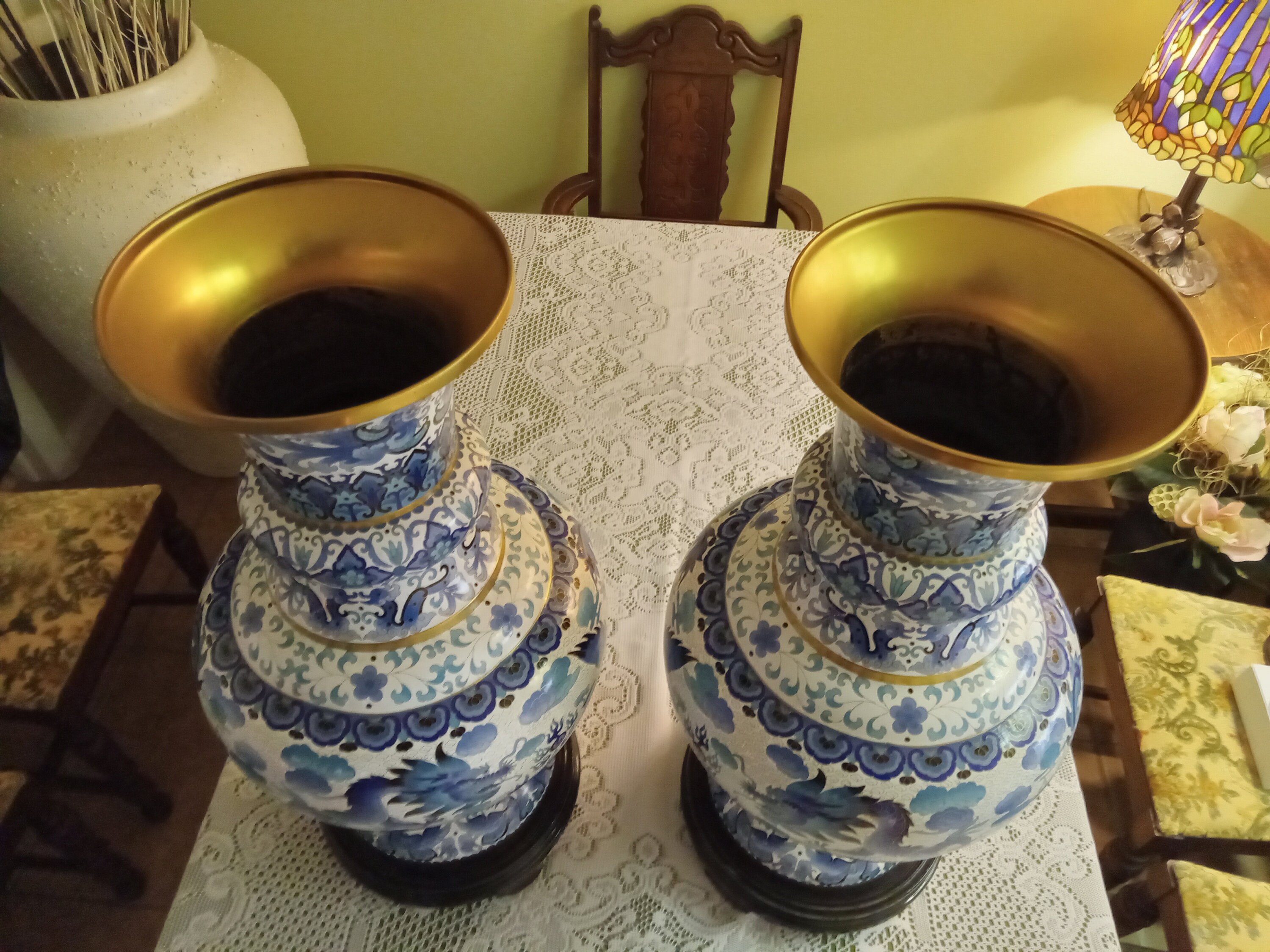 Chinese Cloisonne Vases - Exquisite Pair Fashioned After the Ming ...