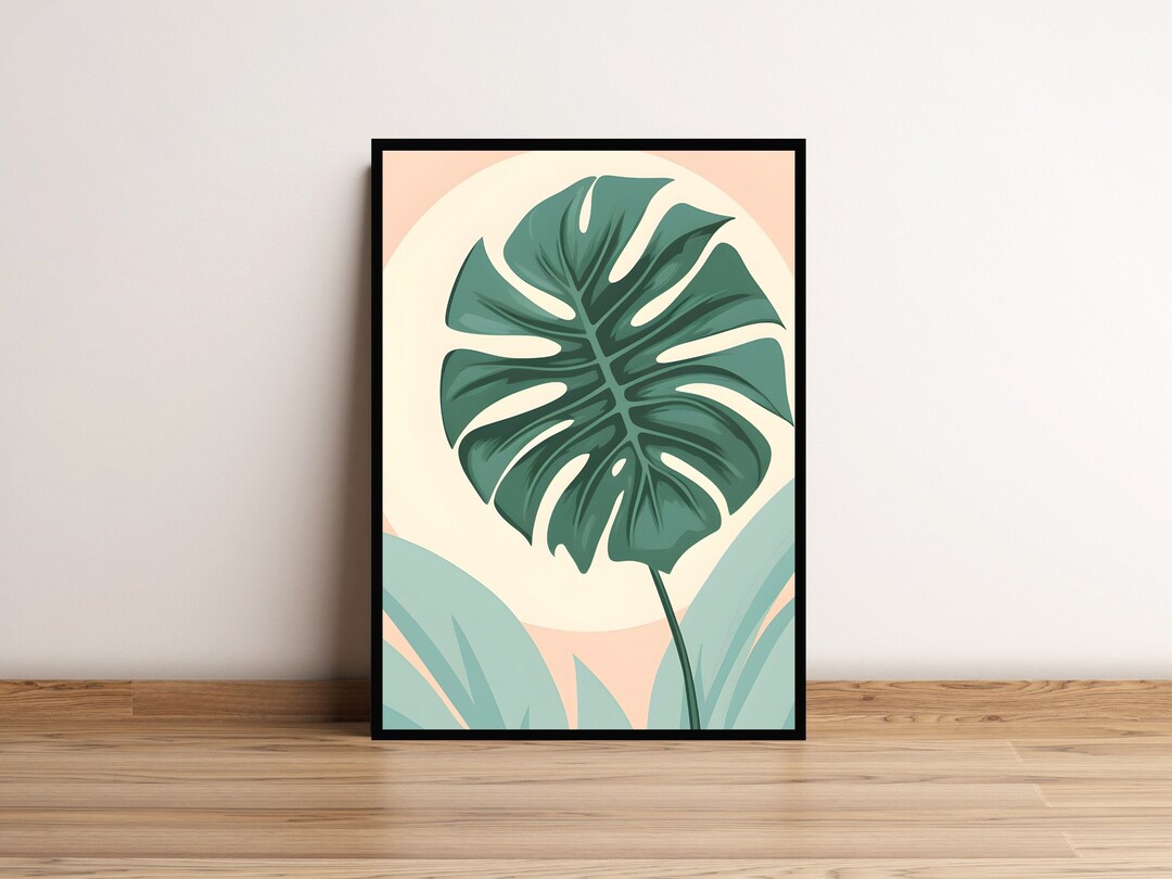 Boho Monstera Wall Art, Indoor Monstera House Plant Print, Minimalist ...
