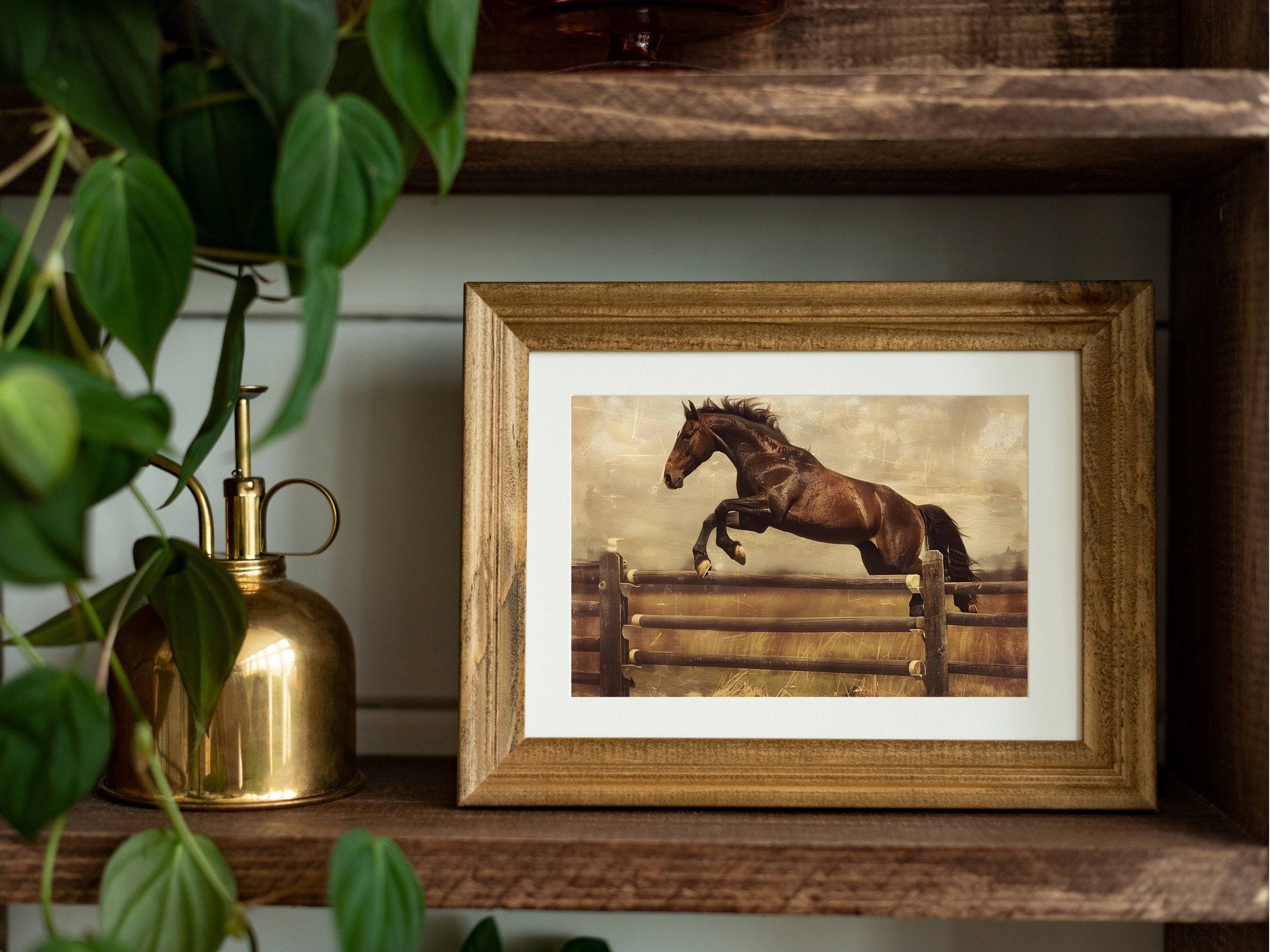 Vintage Horse Oil Painting, Horse Print, Rustic Animal Wall Art Print ...