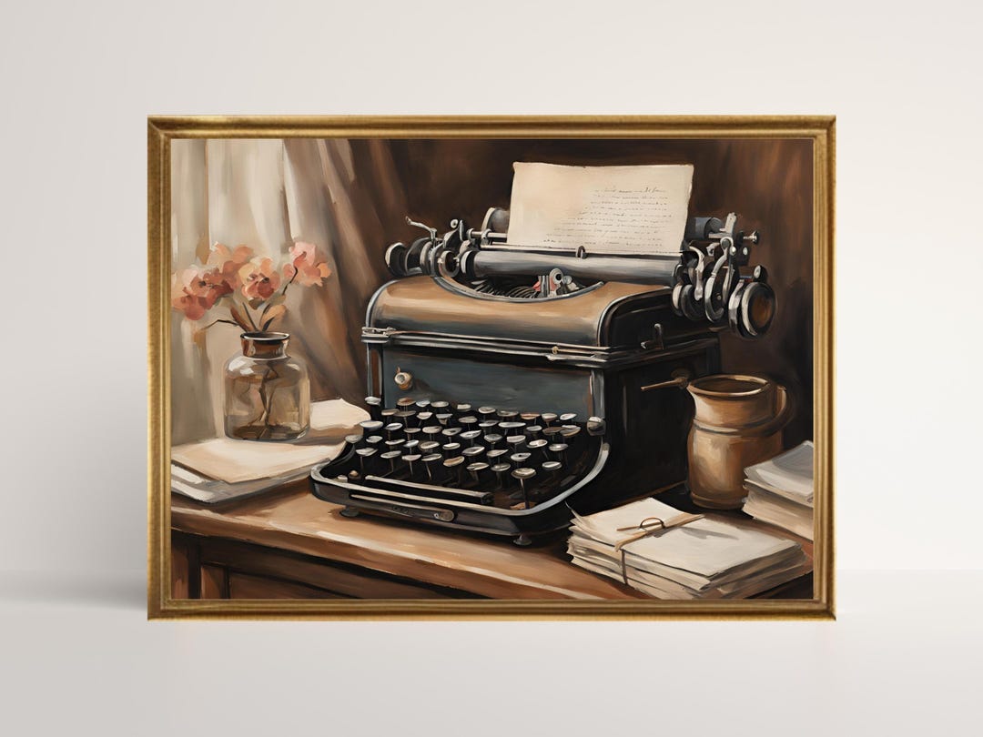 Vintage Old Typewriter Machine Art Print, Antique Typewriter Machine ...