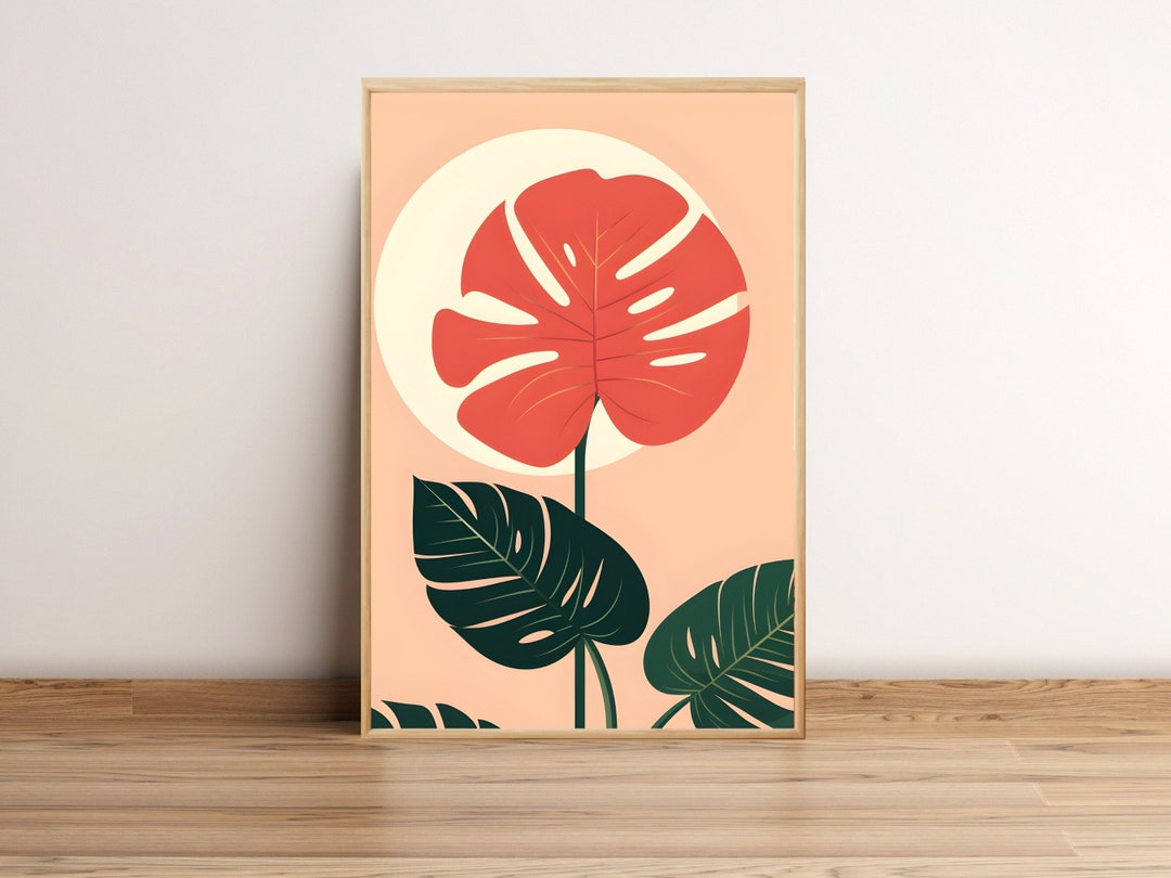 Pink Monstera Art Print, Monstera Plant, Monstera Deliciosa, Monstera ...