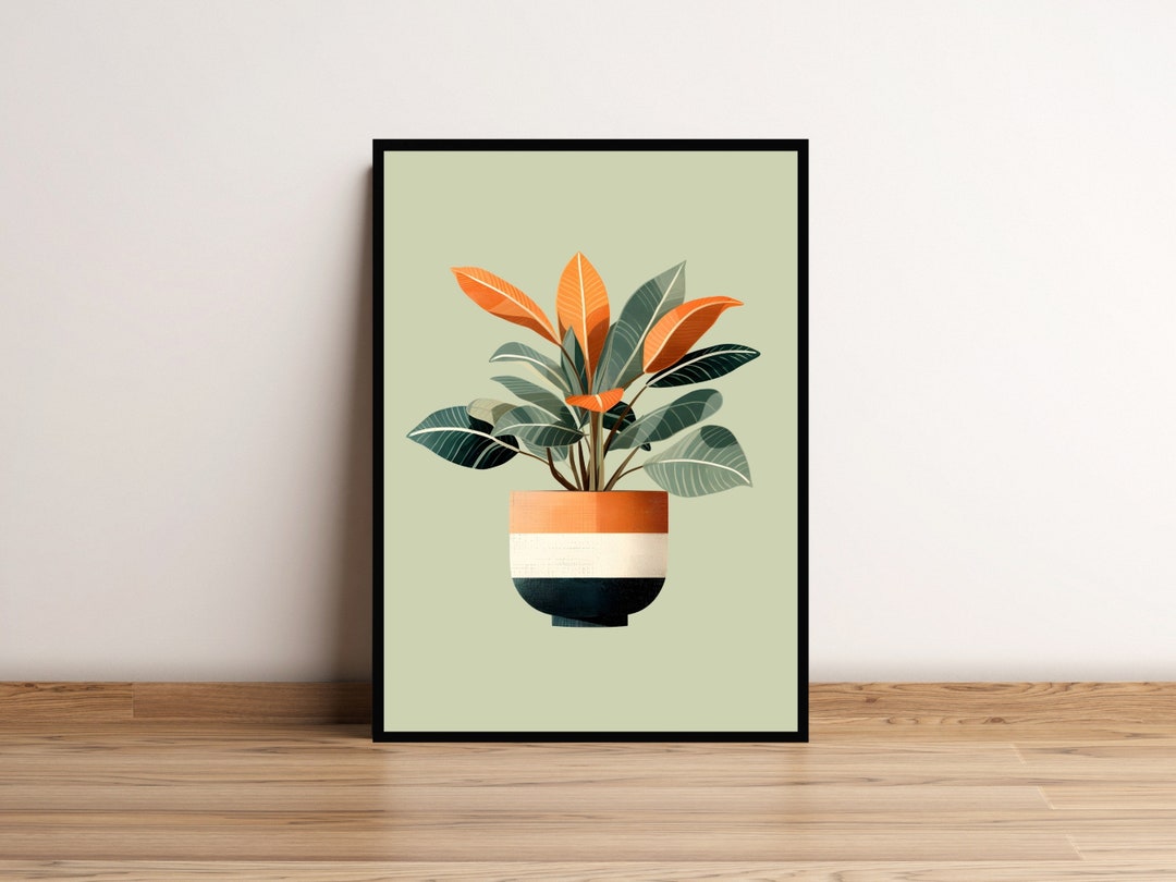 Indoor House Plant Art Print, Neutral Plant Wall Art, Potted Plants ...