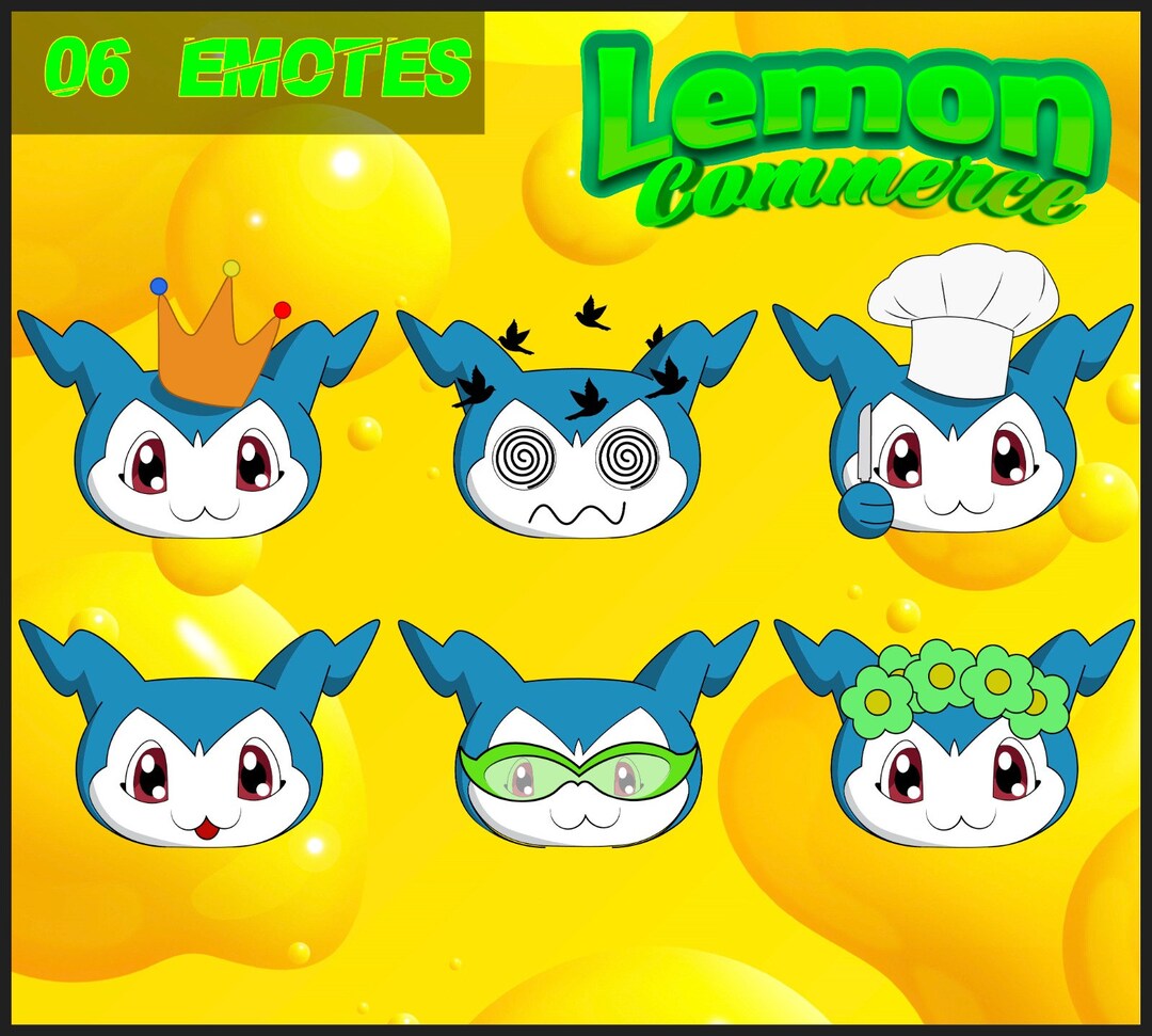 Cute Blue Digital Emotes Pack: 6 Unique, Handcrafted, and Expressive ...