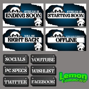 Panda Paradise: Adorable Streaming Overlays & Social Buttons Pack for ...