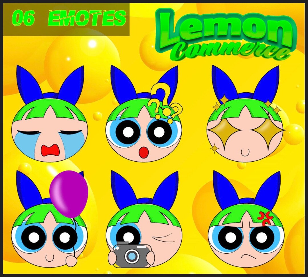 Blue Puff Girls Digital Emote Pack - 6 Unique & Vibrant Character ...