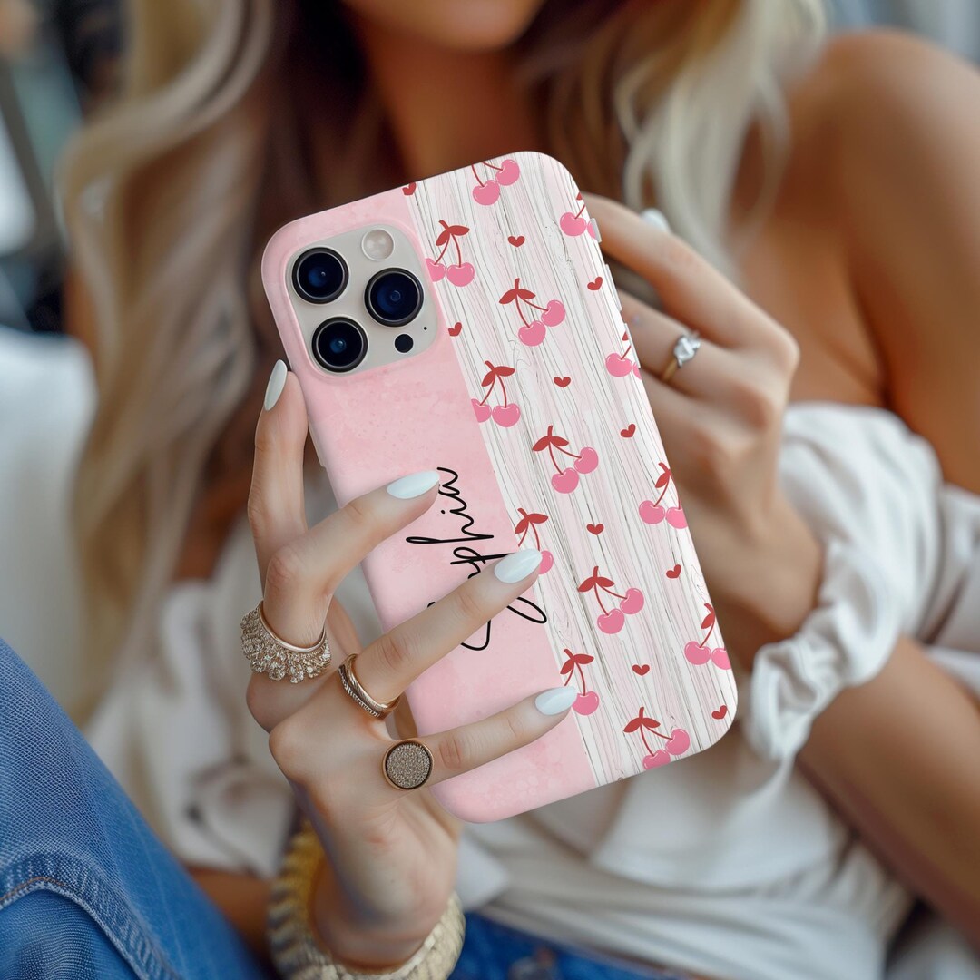Custom Coquette Cherry Themed Phone Case, Cherries Fruity Cover, Girly ...