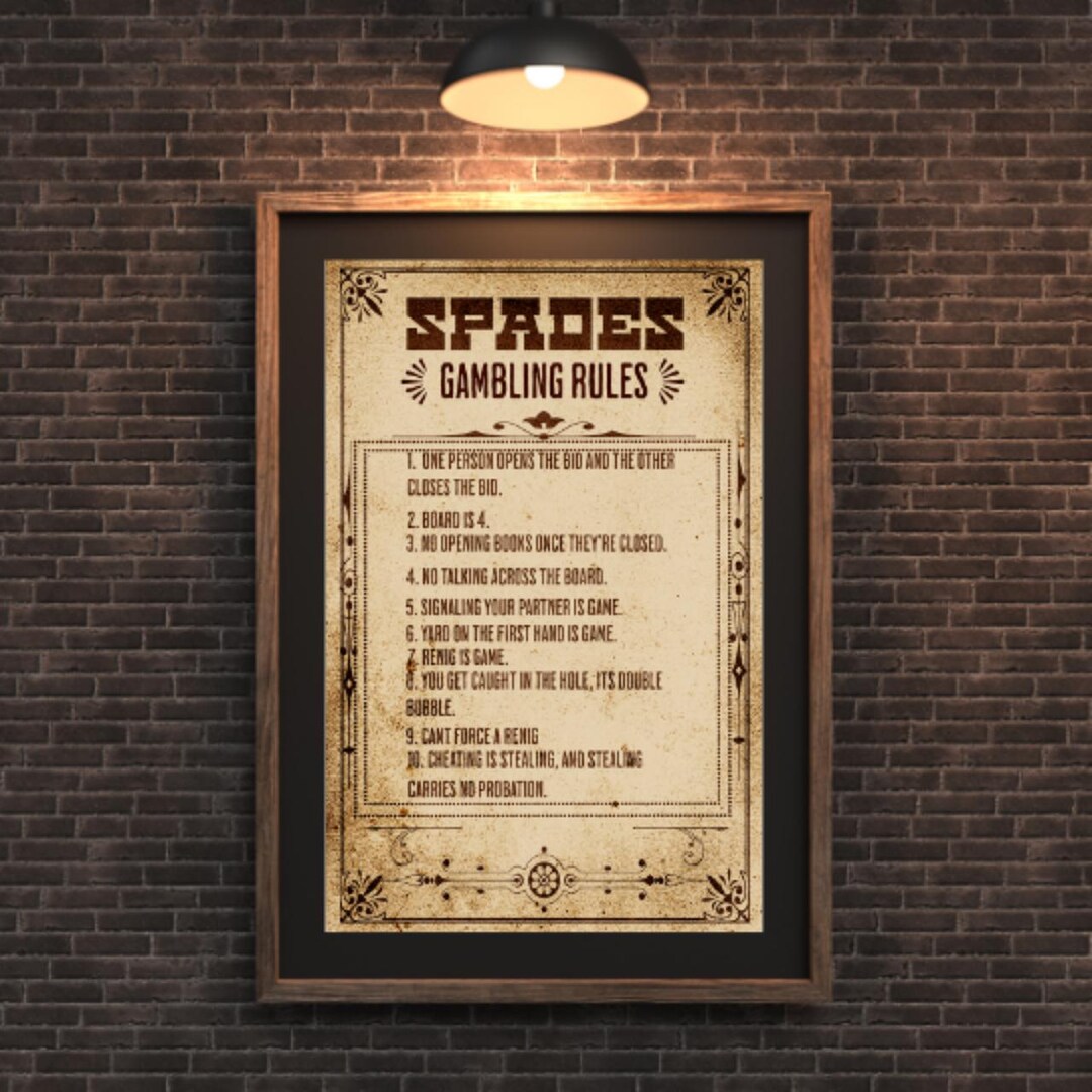 Poster Set of Spades Game Rules, Matte Wall Art Print, Textured ...
