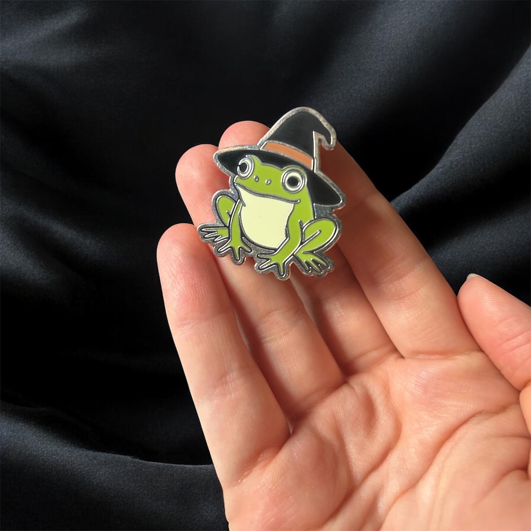Witch Frog Enamel Pin | Cute Frog Witch Pin Badge | Cottagecore Gift ...