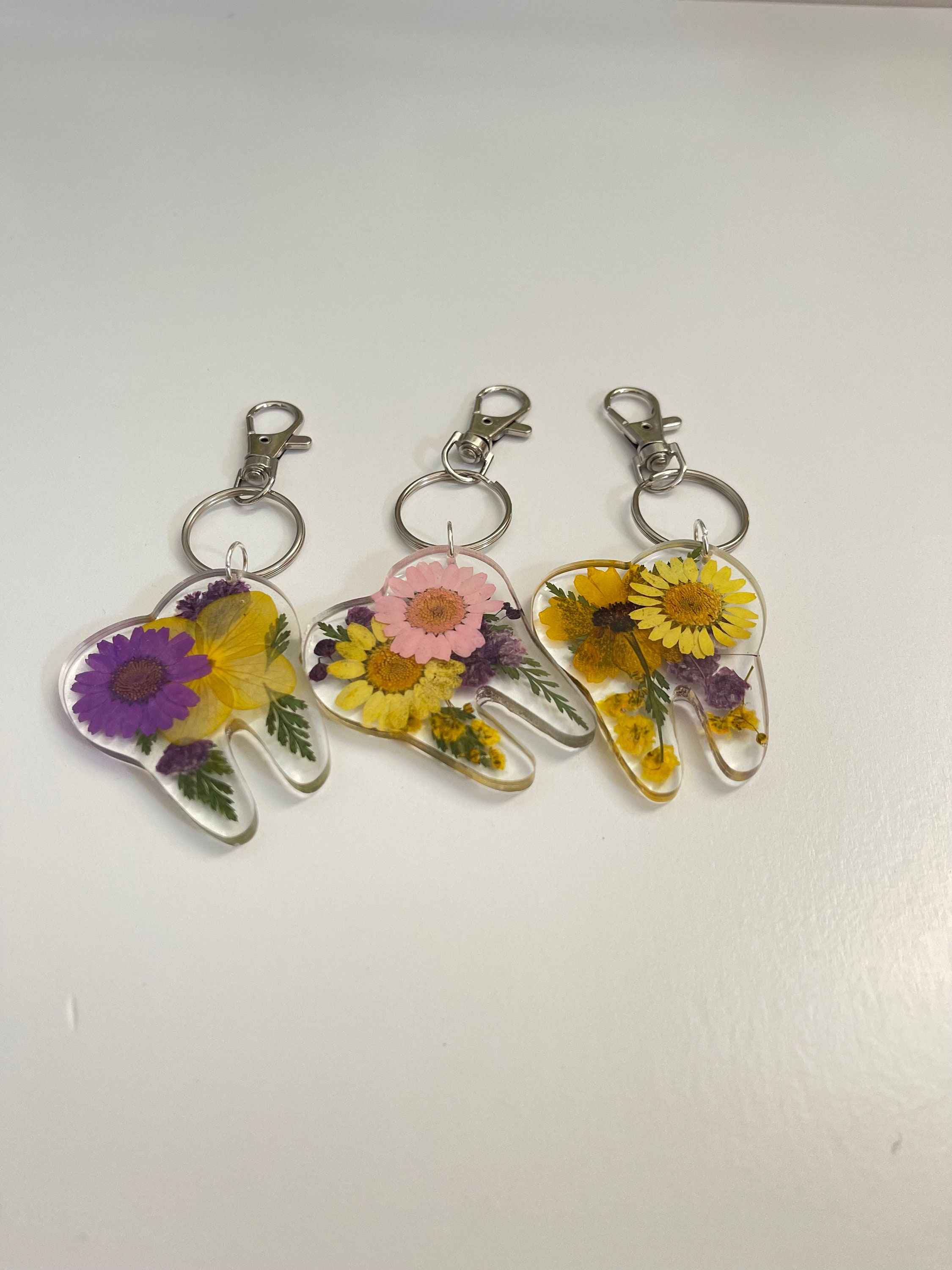 Made to Order, Dental Keychain, Custom Keychain, Floral Keychain, Tooth ...