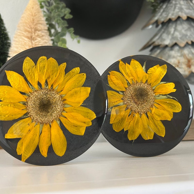 Sunflower Coasters - Etsy