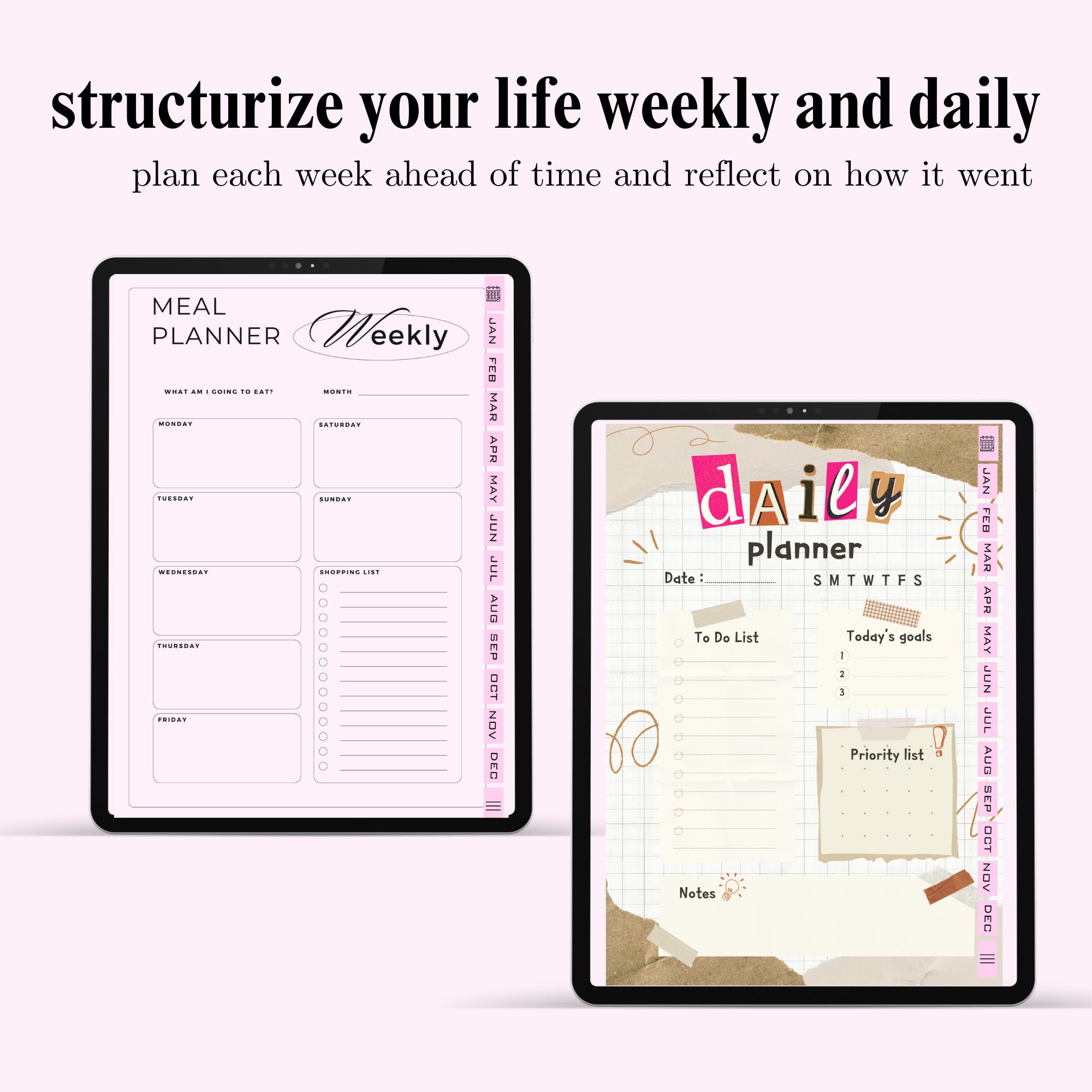 ADHD Pink Digital Planner, ADHD Journal , ADHD Bullet Notebook, Weekly ...