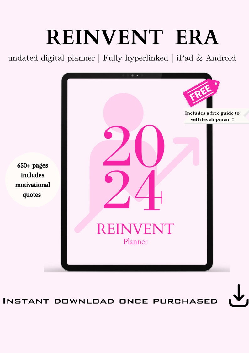 2024 Motivational Digital Planner, 2024 Portrait Planner, Monthly ...