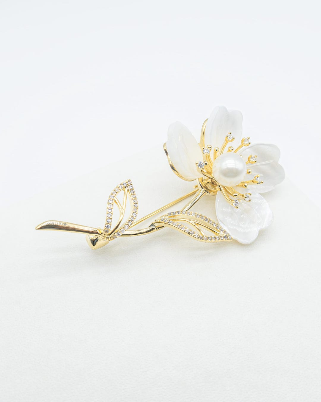 Golden Lily Pearl Brooch: 14K Gold Filled Floral Pin With Lab-grown ...