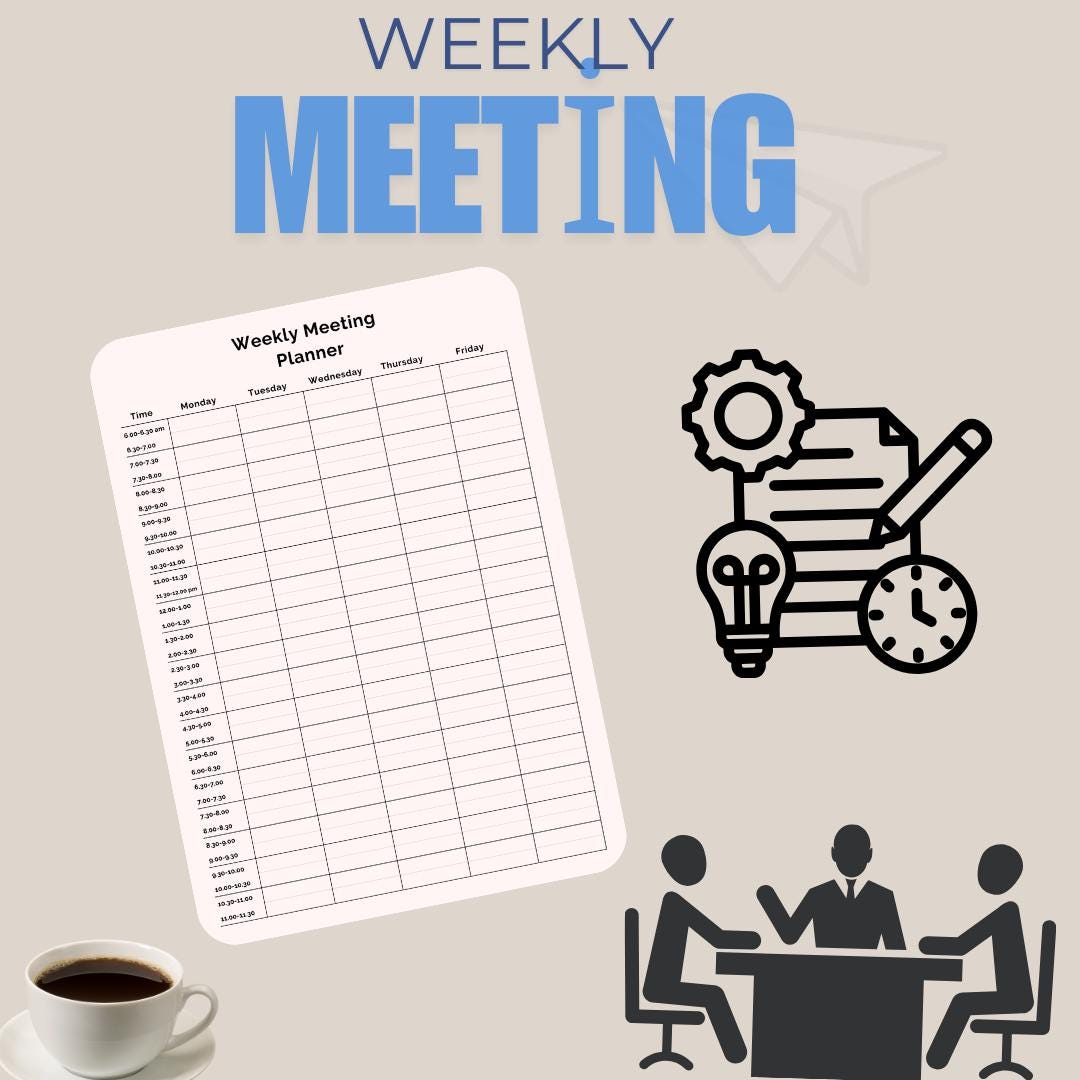 Weekly Meeting Planner Minimalist Printable Schedule Template - Etsy