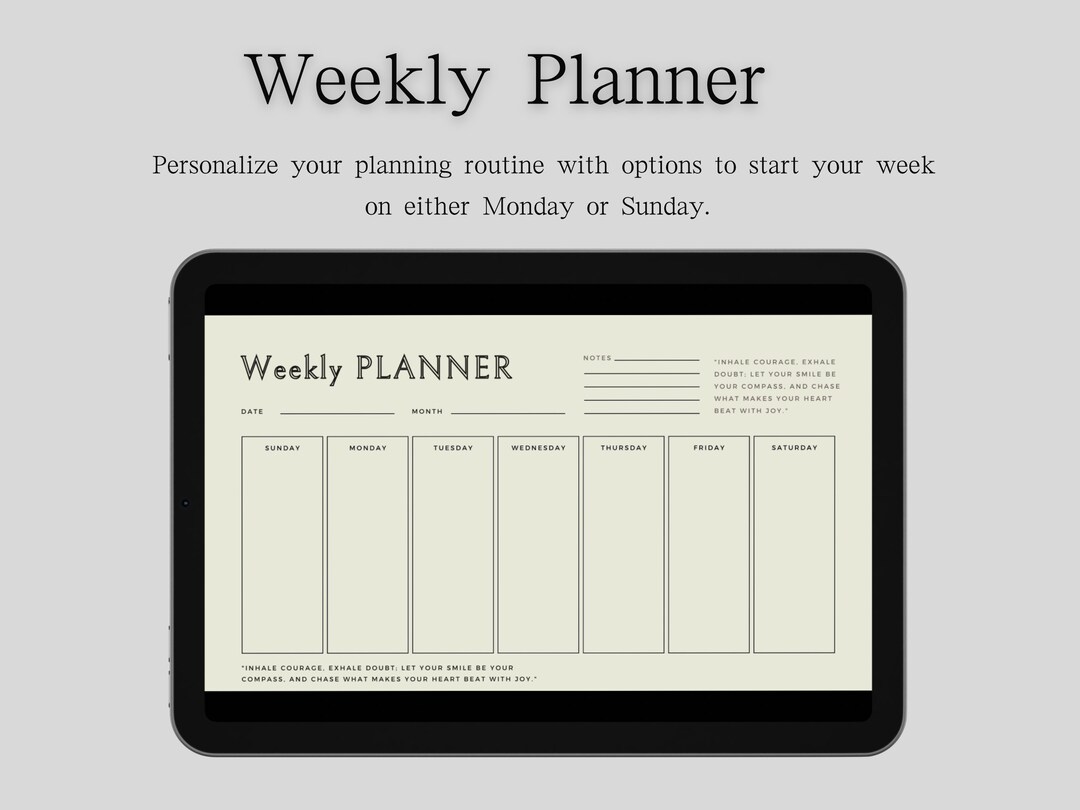 Simple Beige Weekly Planner, Printable and Ipad-friendly With ...