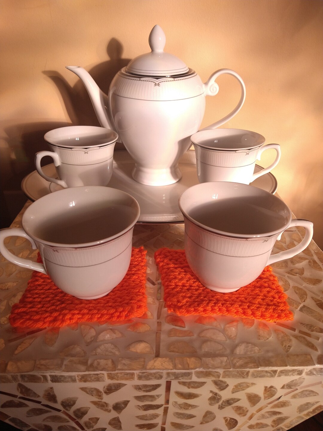 Handmade Crochet Orange Coasters - Set of 4 Boho Home Decor Wedding ...