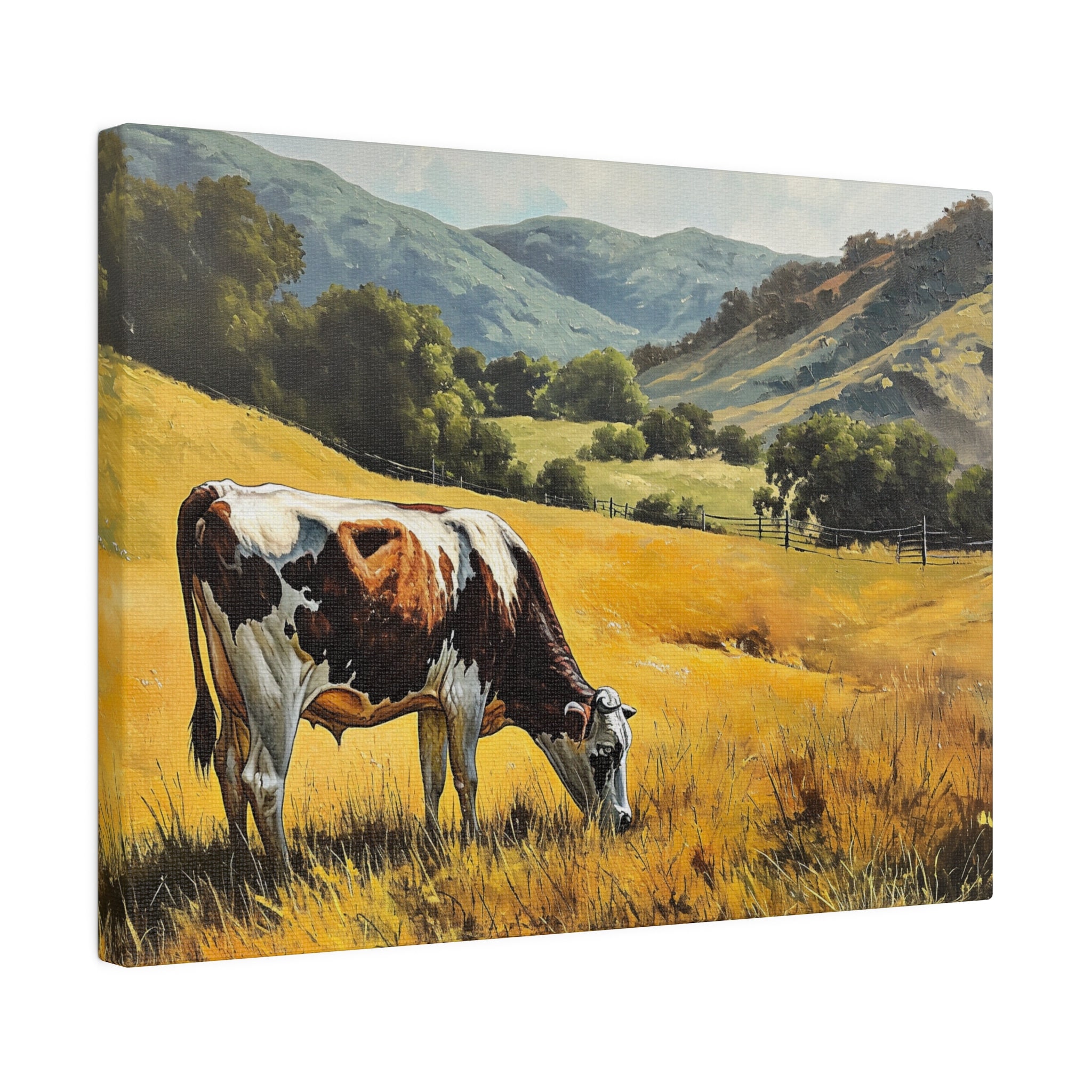 Cow Art, Cow Grazing, Cow in the Field, Matte Canvas - Etsy
