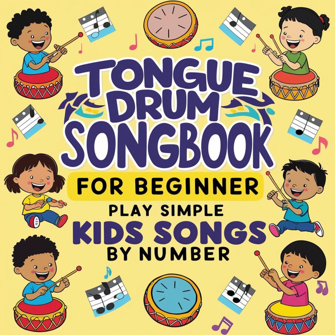 Tongue Drum Songbook: Beginner Kids Songs by Number (printable Digital ...