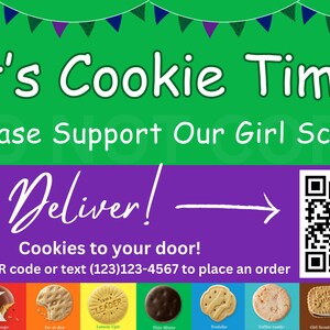 Girl Scout Cookies Yard Sign With QR Code, 12x18 Printable Cookie Lawn ...