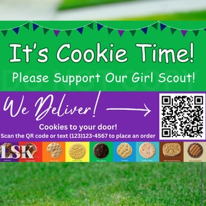 CUSTOMIZED Digital Girl Scout Cookies Yard Sign W/ QR Code, 12x18 ...
