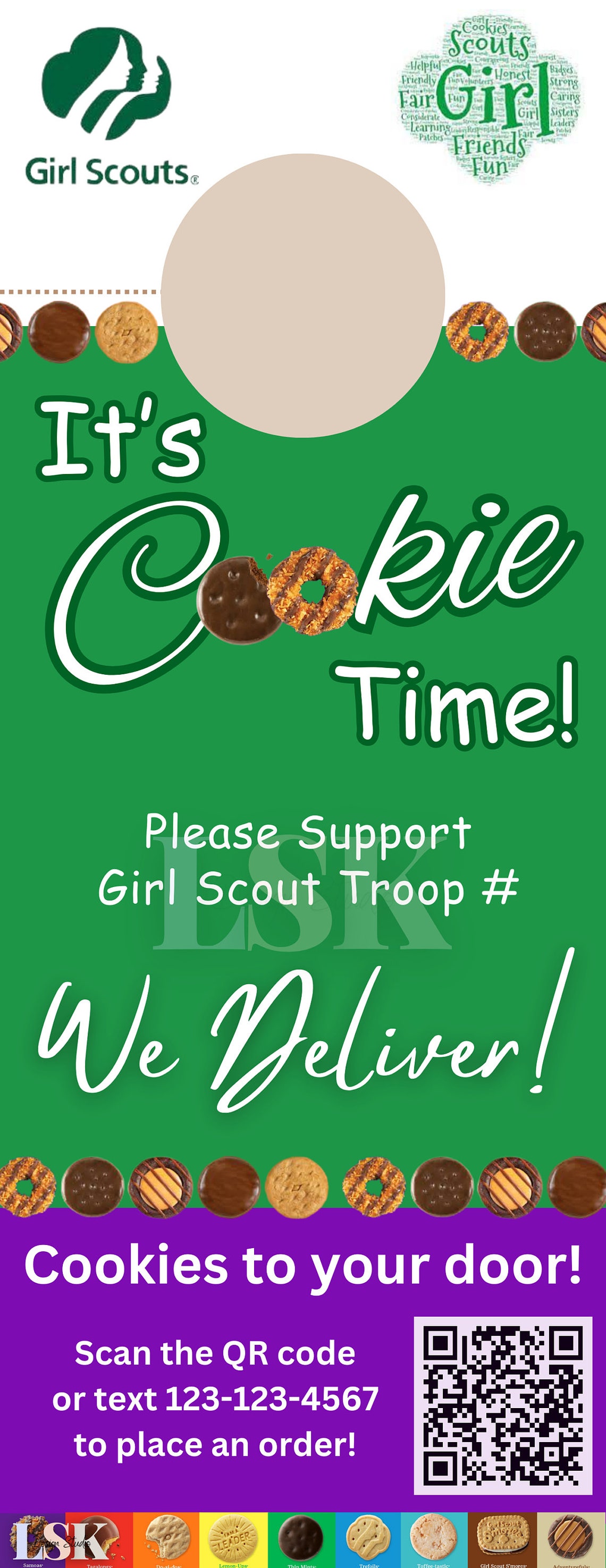 CUSTOMIZED Digital Printable 4.25X11 Girl Scout Cookies Door Hanger ...