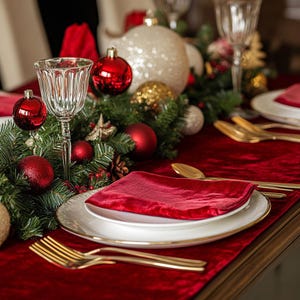 Personalized Red Velvet Christmas Table Runner: Custom Holiday Decor - Etsy