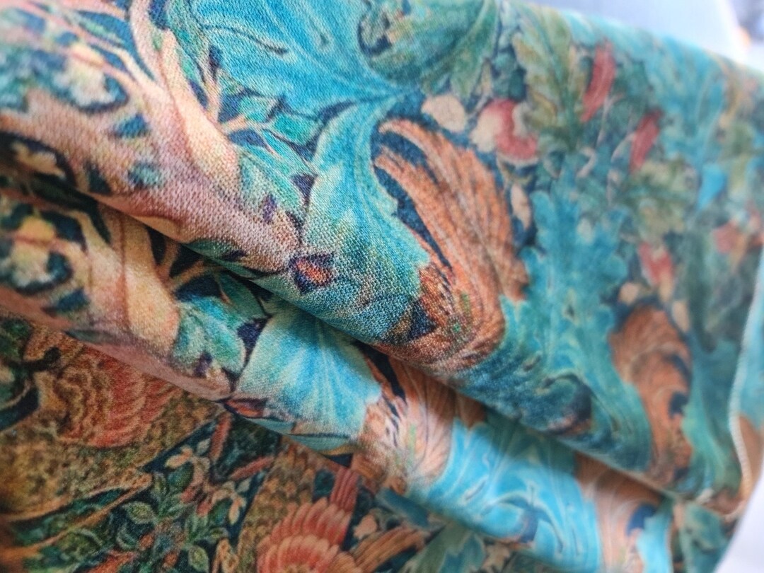 Vintage Velvet Luxury Curtain, Boho Curtain, Blue Pattern Fabric ...