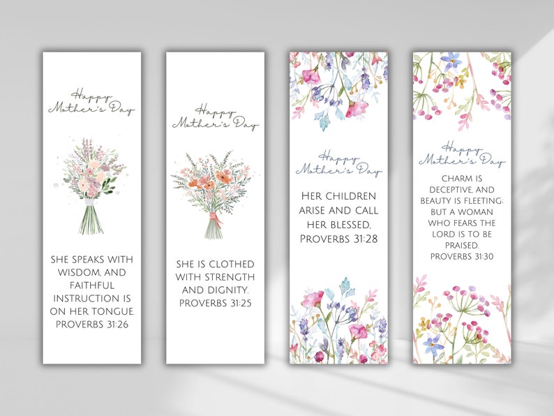 Christian Mothers Day Floral Bookmark Church Gift Tag for Mothers ...