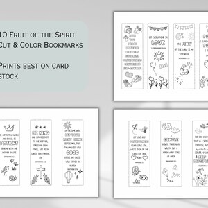 10 Fruit of the Spirit Coloring Bookmarks for Kids Printable Sunday ...
