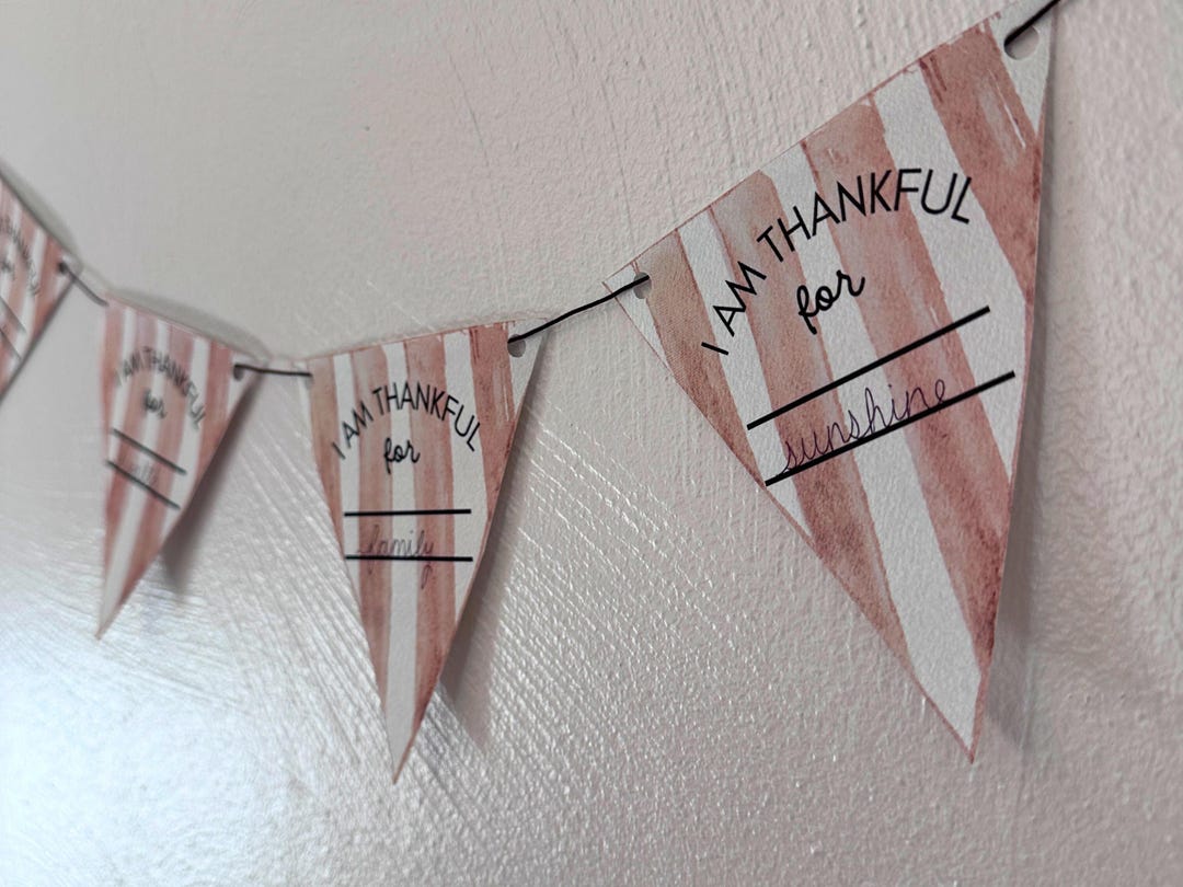 Thankful Banner, Printable Fall Banner, Thankfulness Pennant Banner for ...