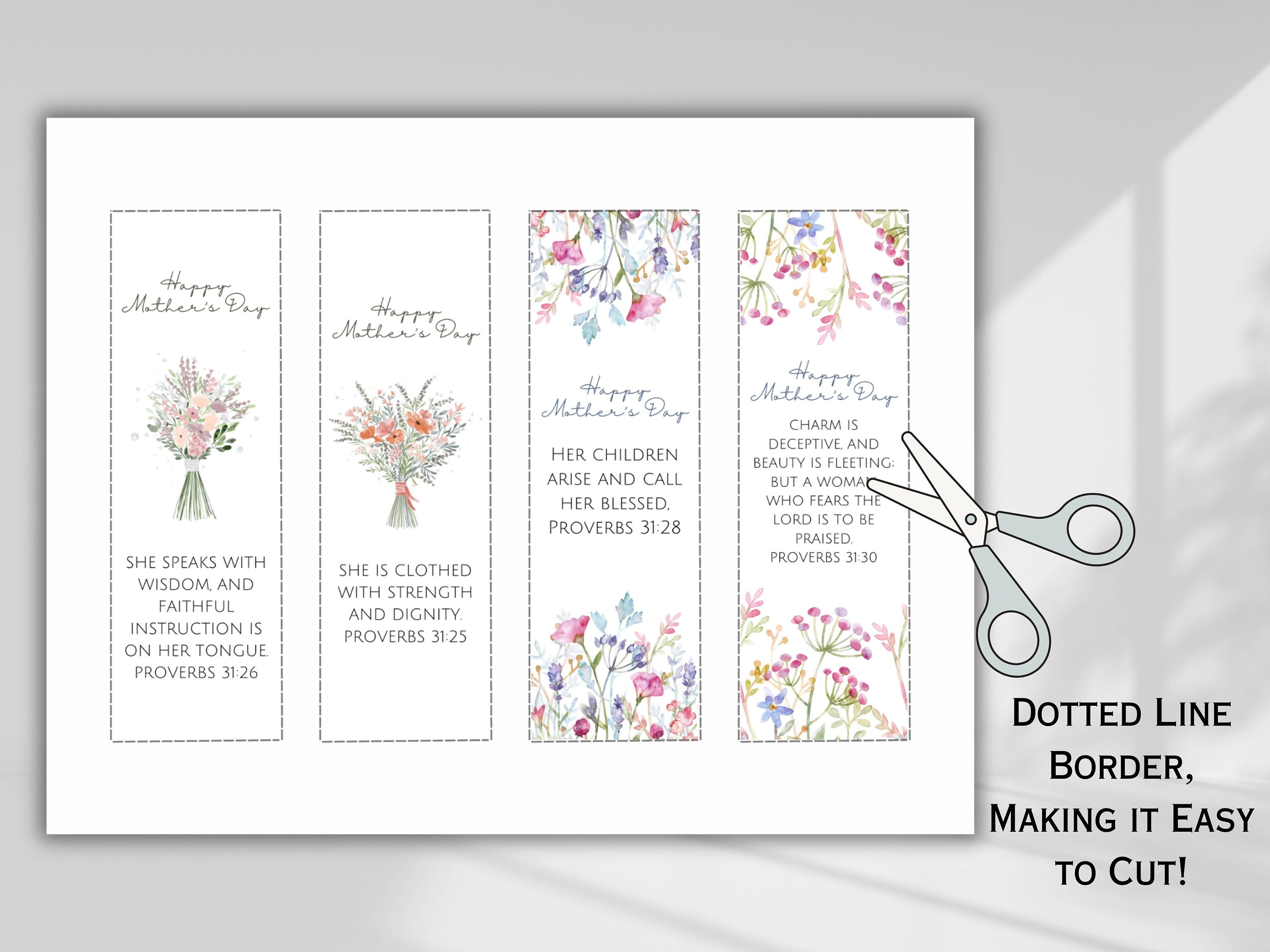 Christian Mothers Day Floral Bookmark Church Gift Tag for Mothers ...