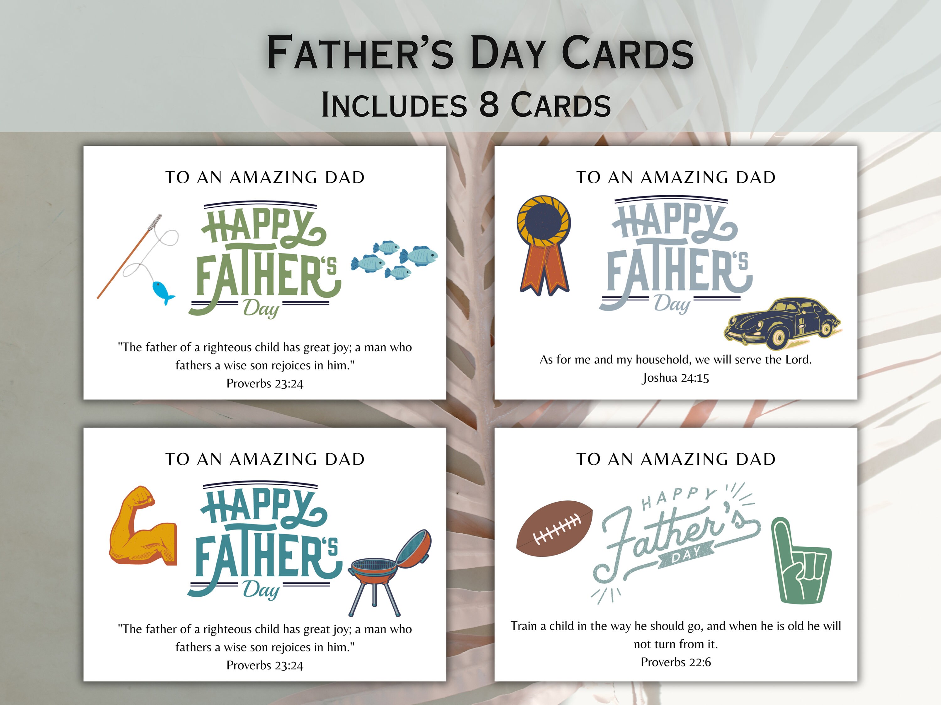 Christian Fathers Day Card Printable Bible Verse Church Gift for ...