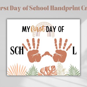 First Day of School Handprint Craft Back to School Printable Keepsake ...