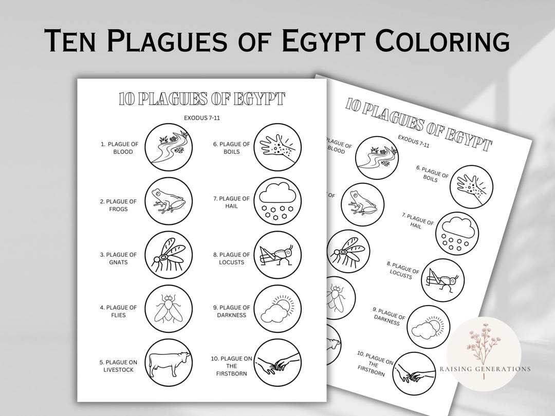 The 10 Plagues of Egypt Coloring Ten Plagues Printable Moses in Egypt ...